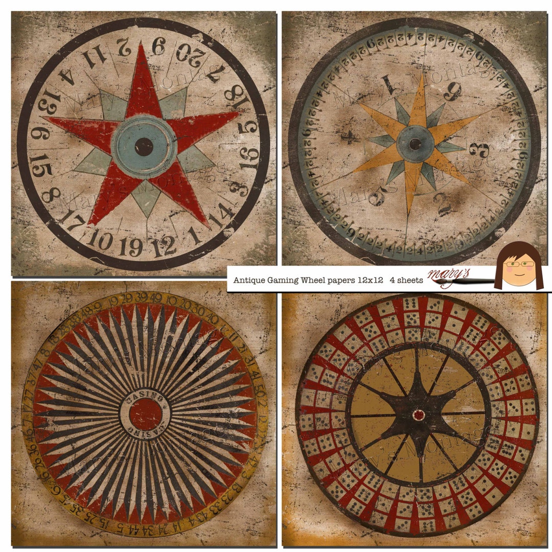 Antique Gaming Wheels, 4 12x12 Printables, Download - Etsy