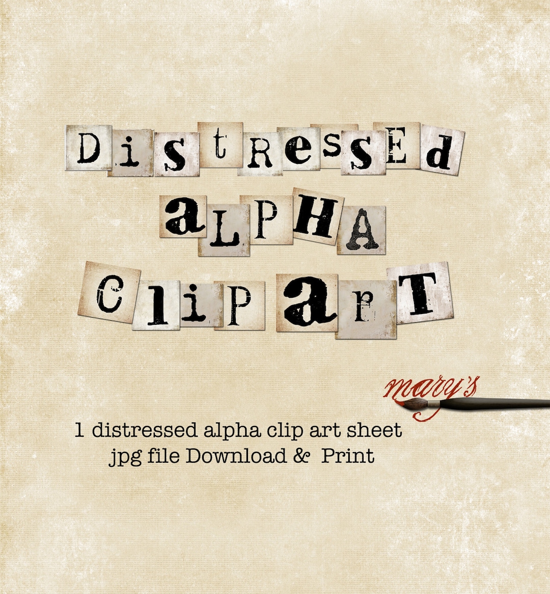 Distressed Alpha Clipart Sheet JPG Download & Print 8 X8.5 - Etsy