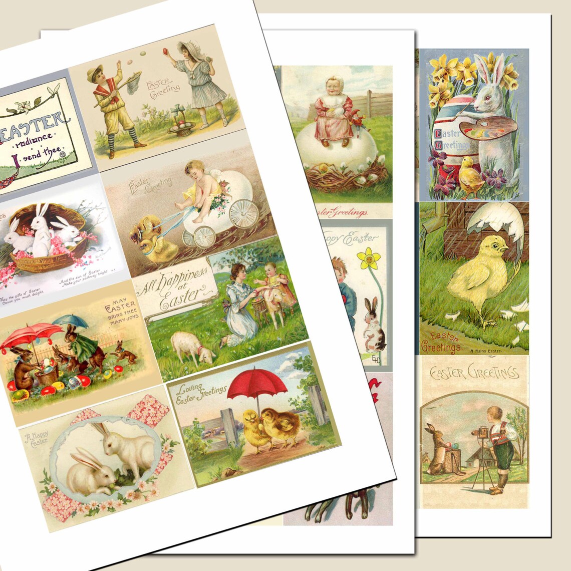 Vintage Easter Images,collage Sheets, Set of 3 Sheets, 26 Images - Etsy