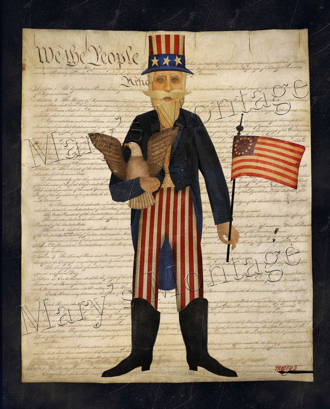 Uncle Sam Folk Art, Instant Download, Print 8x10 - Etsy