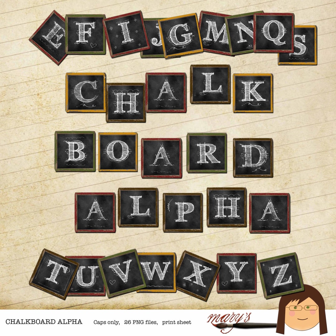 Chalkboard Alpha, 26 PNG Files, Instant Download - Etsy