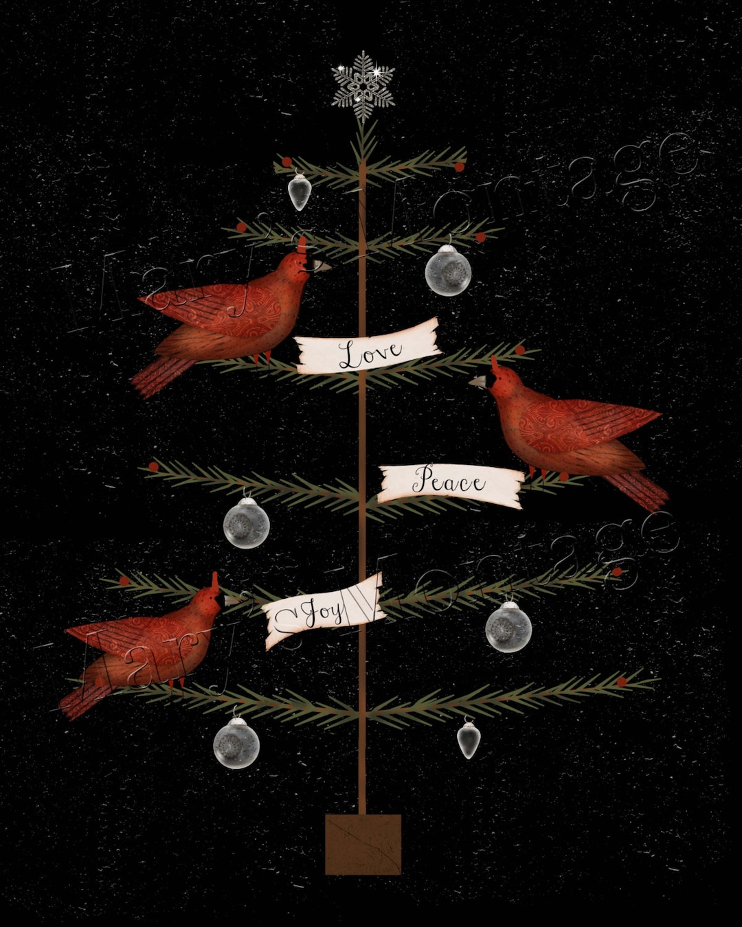 Love Joy Peace Christmas Tree Art, Digital Download, Printable, 8x10 - Etsy