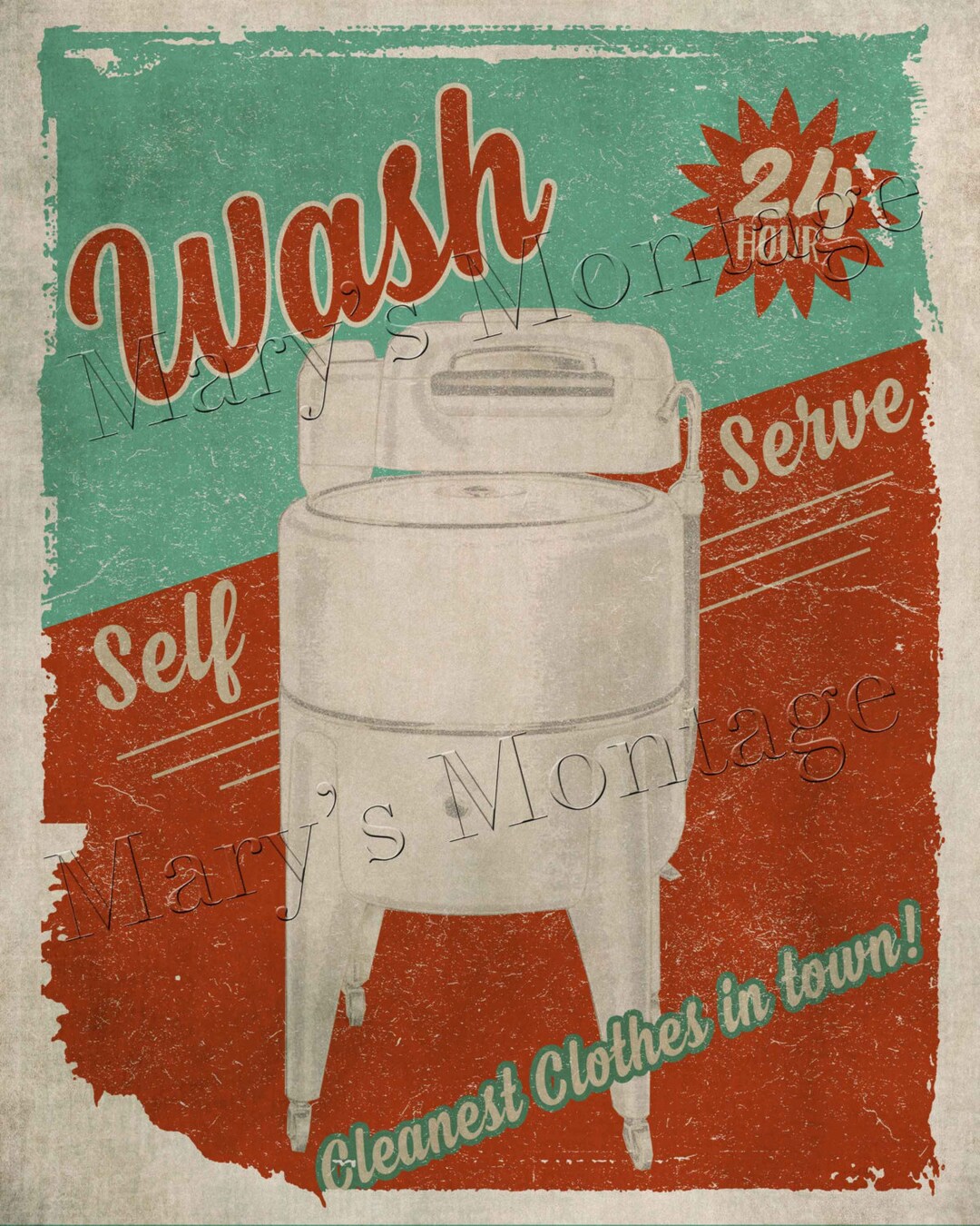 Retro Wash, Printable Art Poster, 8x10 - Etsy