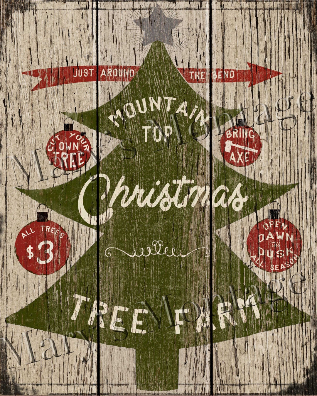 Christmas Trees Retro Style Sign, 8x10, Printable Download - Etsy