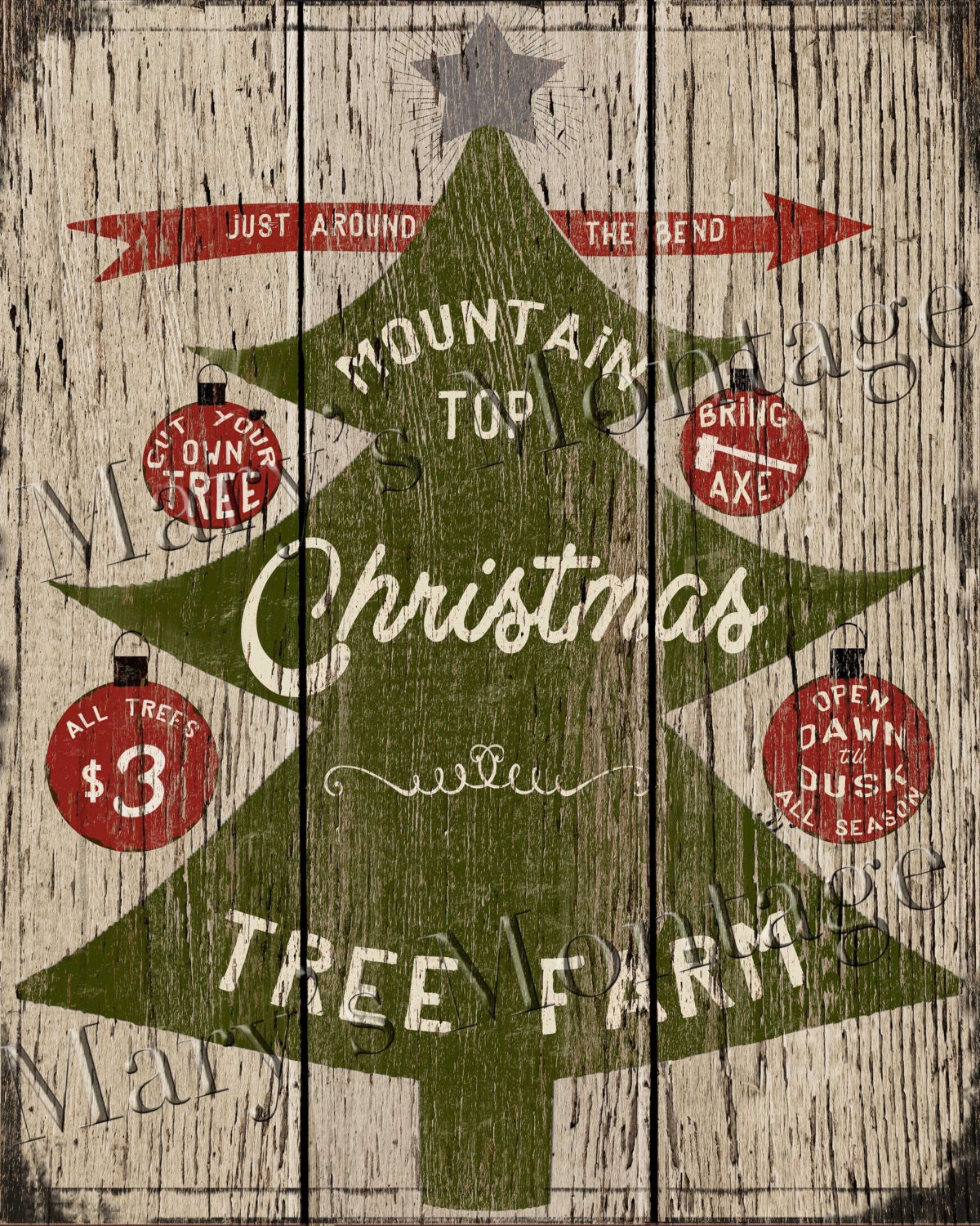 Christmas Trees Retro style sign 8x10 Printable download | Etsy