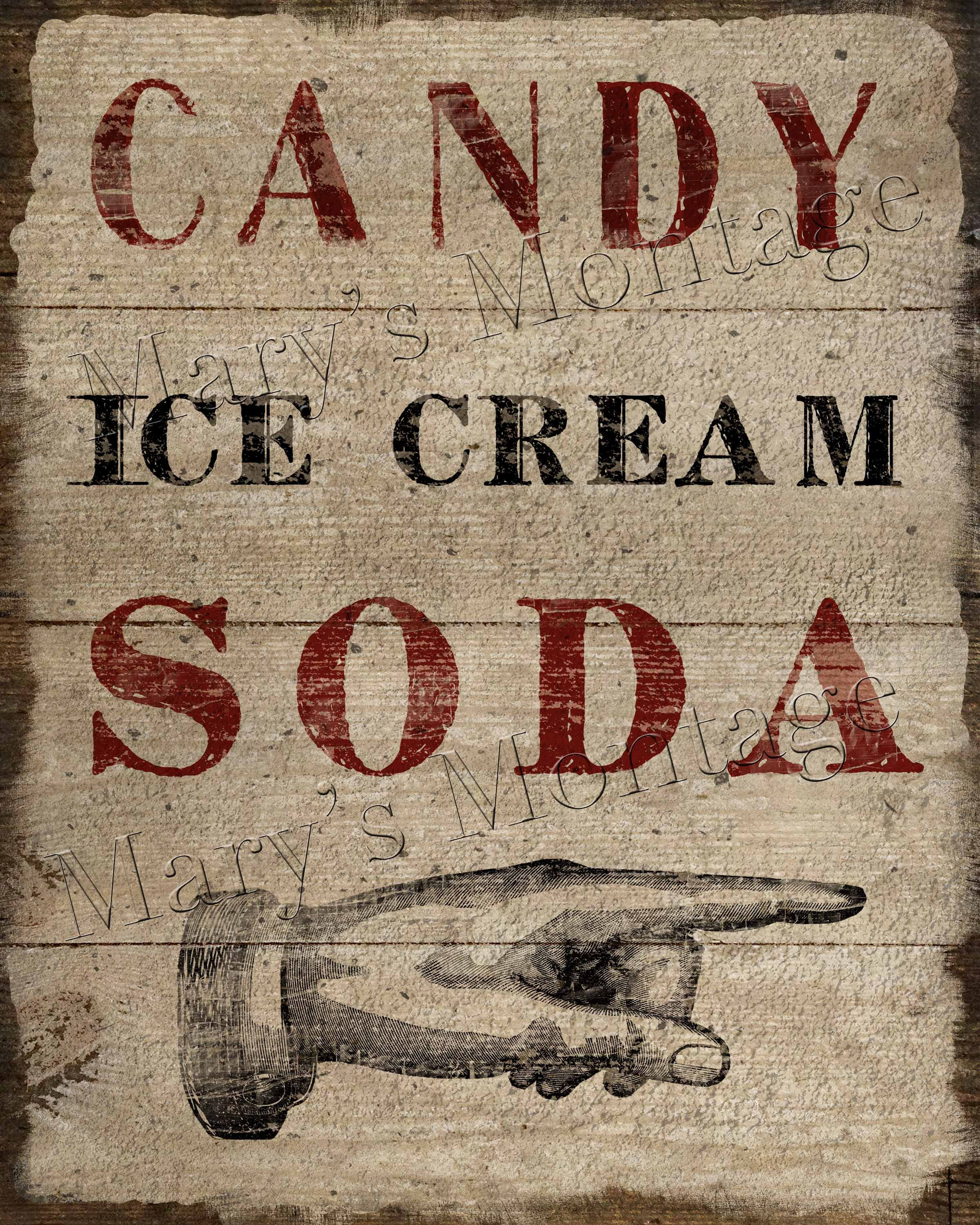 Candy, Ice Cream, Soda, Antique Advertising Sign Reproduction, 8x10 ...