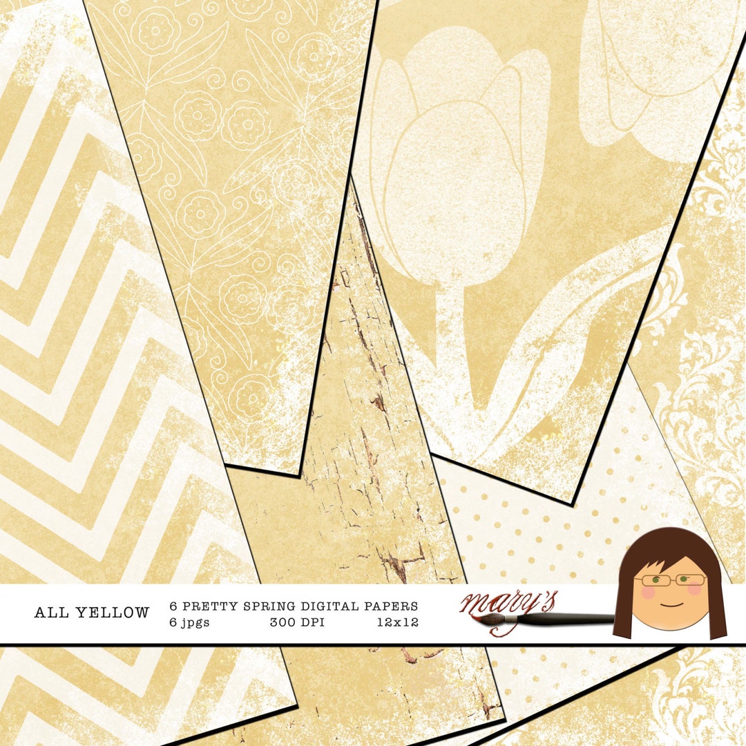 All Yellow, Spring, 6 Digital Scrapbooking Papers , Instant Download - Etsy