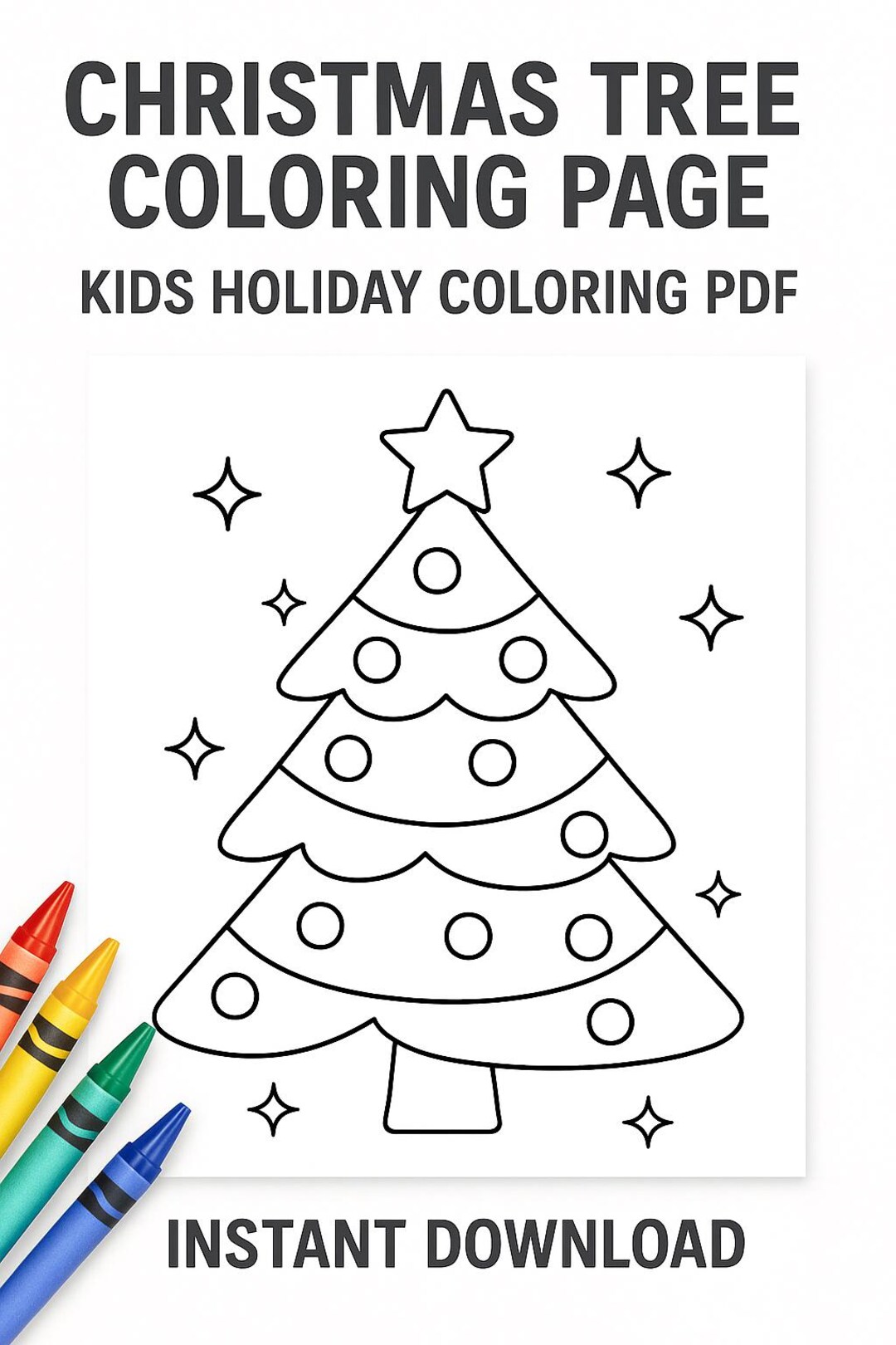 Christmas Tree Coloring Page • Kids Christmas Activity • Holiday ...