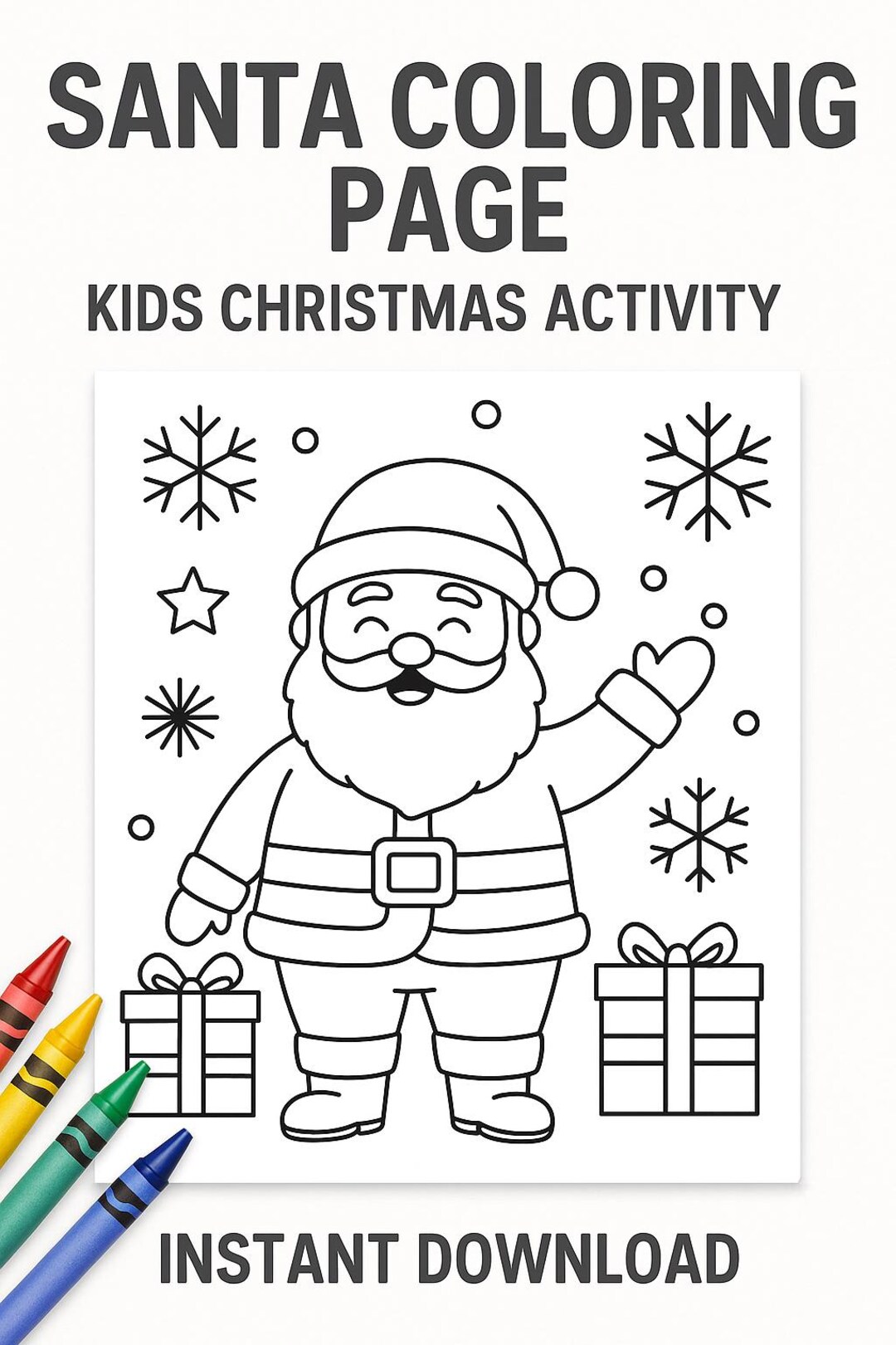 Santa Coloring Page Printable • Christmas Coloring Sheet for Kids ...