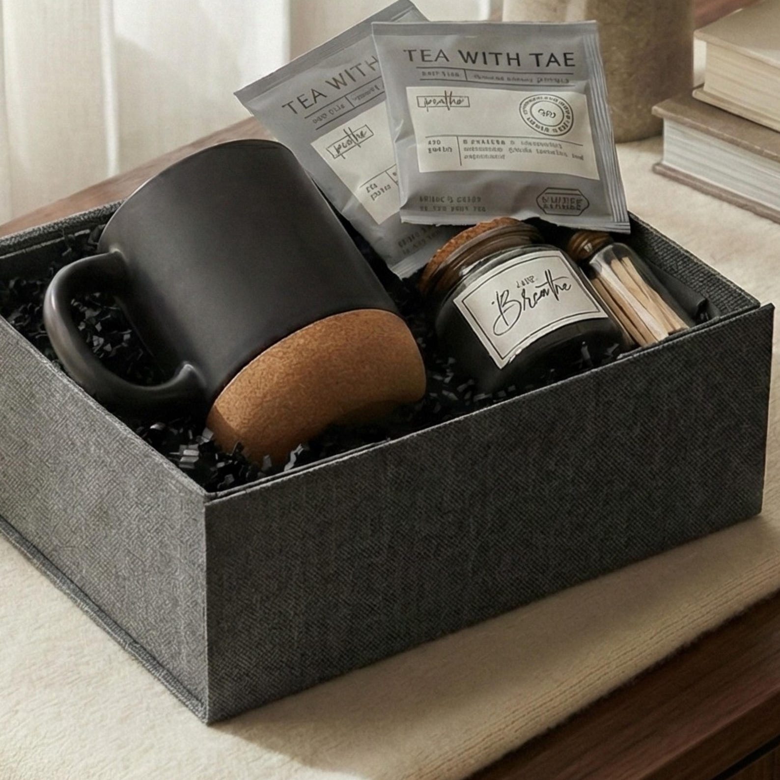 Thinking of You Gift Box - Tea Set With Candle, Cork Bottom Mug ...
