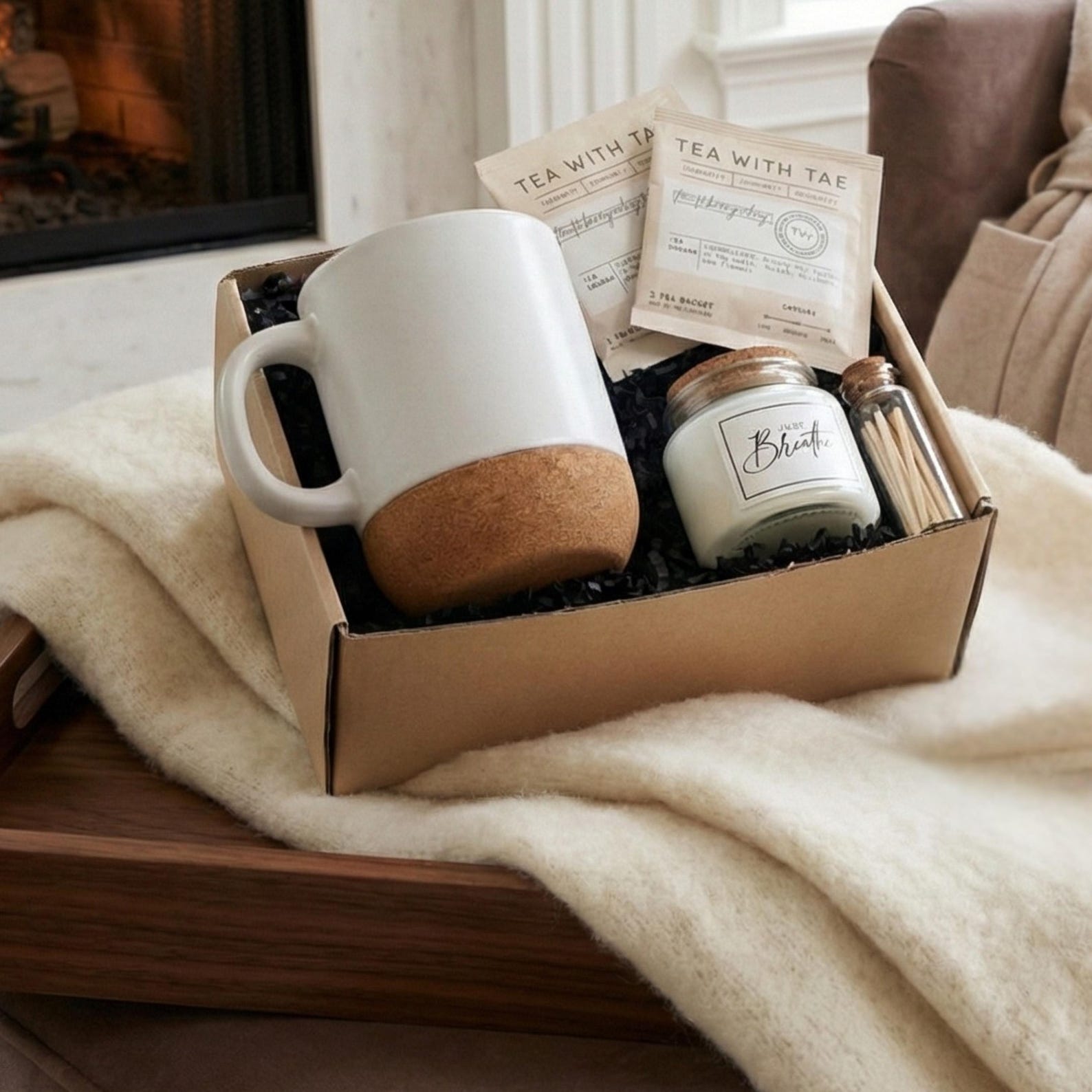 Thinking of You Gift Box - Tea Set With Candle, Cork Bottom Mug ...