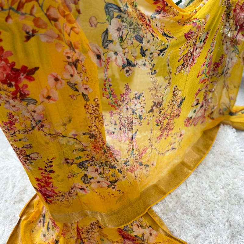 Yellow Red Border Saree - Etsy