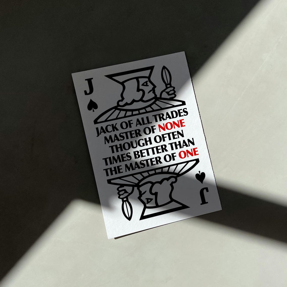 Jack of All Trades Poster | Motivational Wall Art | Playing Card Design ...