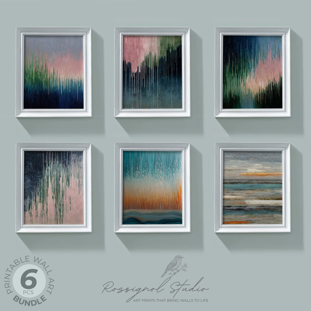 Modern Abstract Printable Wall Art Set of 6, Textured Color Art, Moody ...