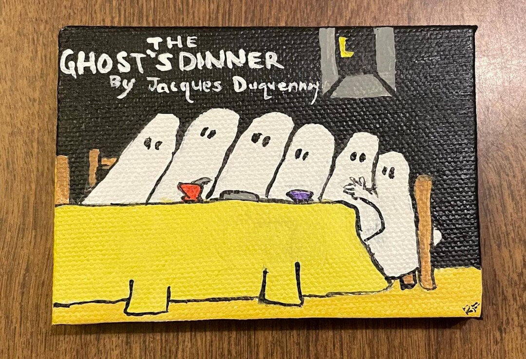The Ghost's Dinner Mini Canvas (3.5"x2.5") - Etsy