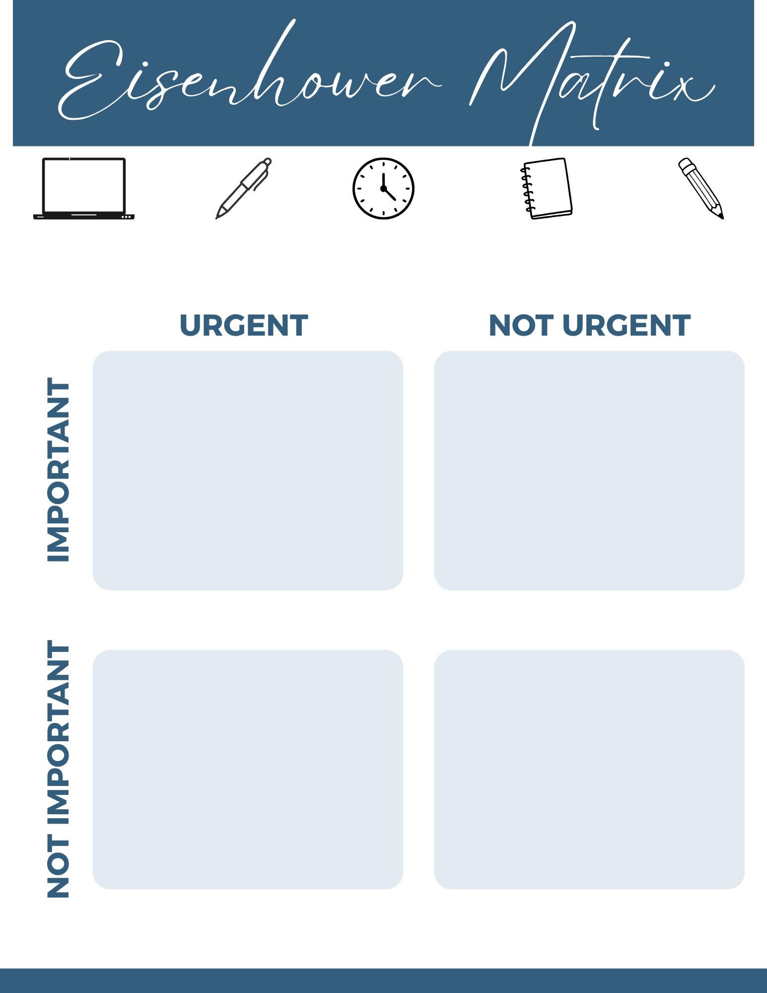 Eisenhower Matrix Worksheet | Printable Productivity Planner | Task ...