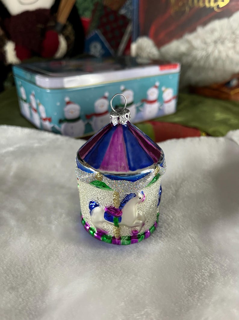 Set of 2 Vintage Glass Carousel Horses Ornaments | Heirloom Collection ...