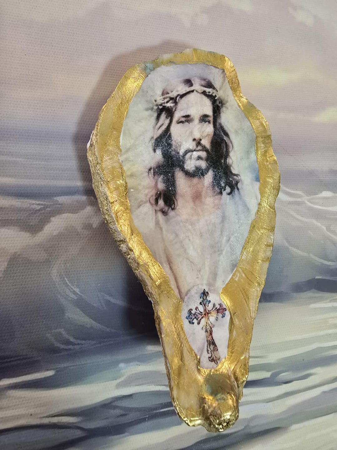 Christian, Jesus With Cross, Refrigerator Magnet, Oyster Shell ...