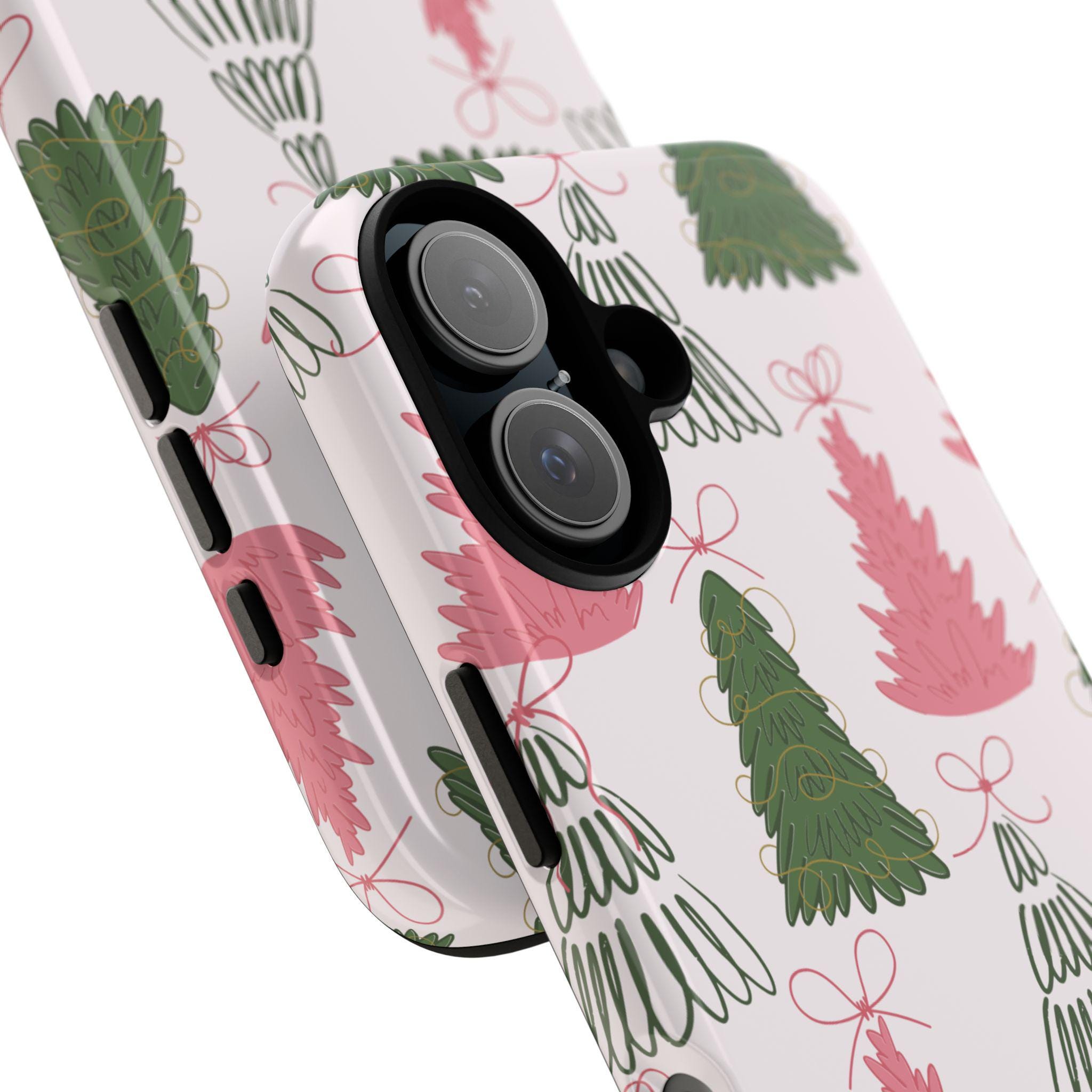 Phone Case Pink Christmas Tree Holiday Phone Case Festive Phone Cover ...