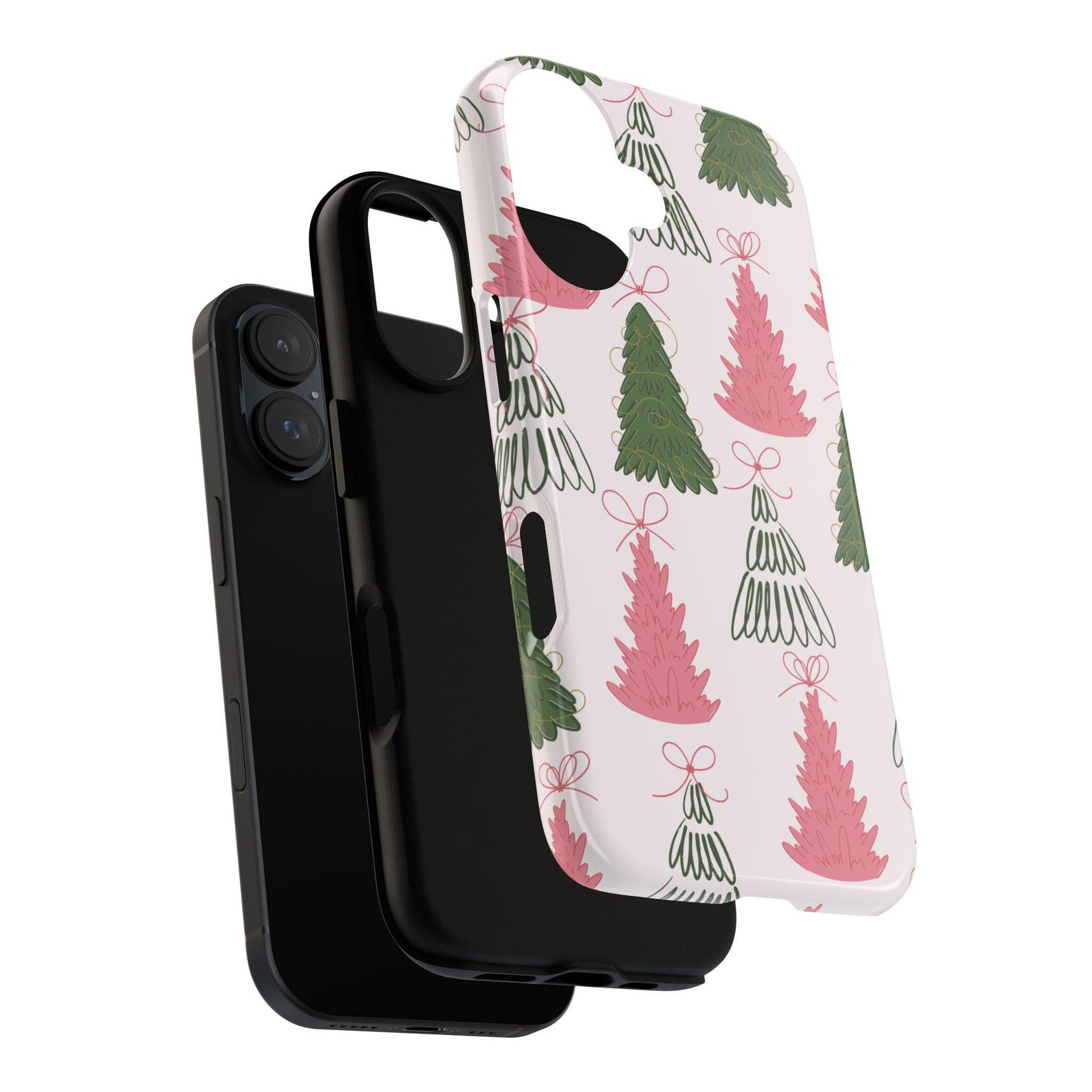 Phone Case Pink Christmas Tree Holiday Phone Case Festive Phone Cover ...