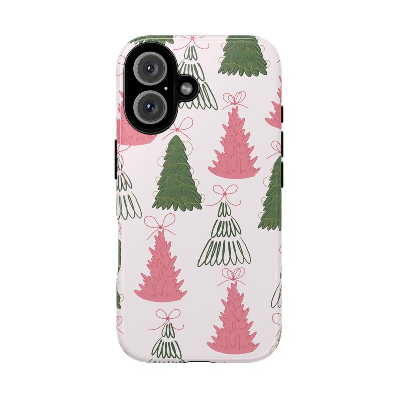 Phone Case Pink Christmas Tree Holiday Phone Case Festive Phone Cover ...
