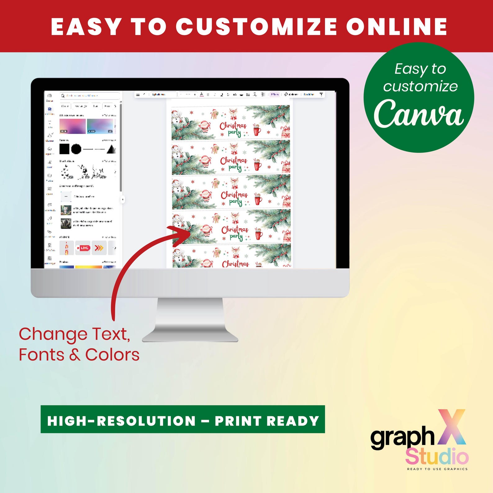 Christmas Water Bottle Labels | Holiday Drink Wraps | Santa Party Favor ...