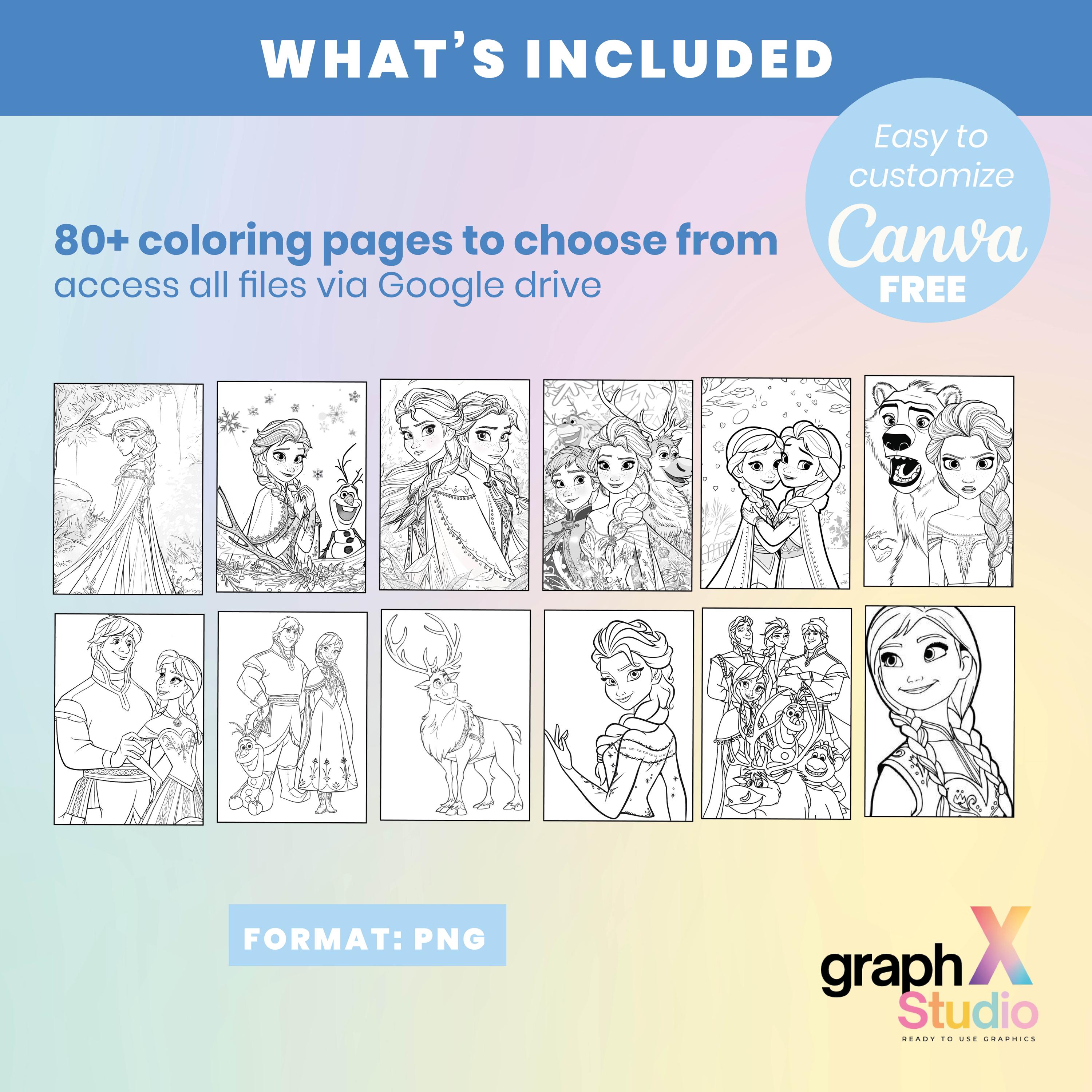 Frozen Coloring Book | 80 Printable Pages | Ice Princess Activities ...