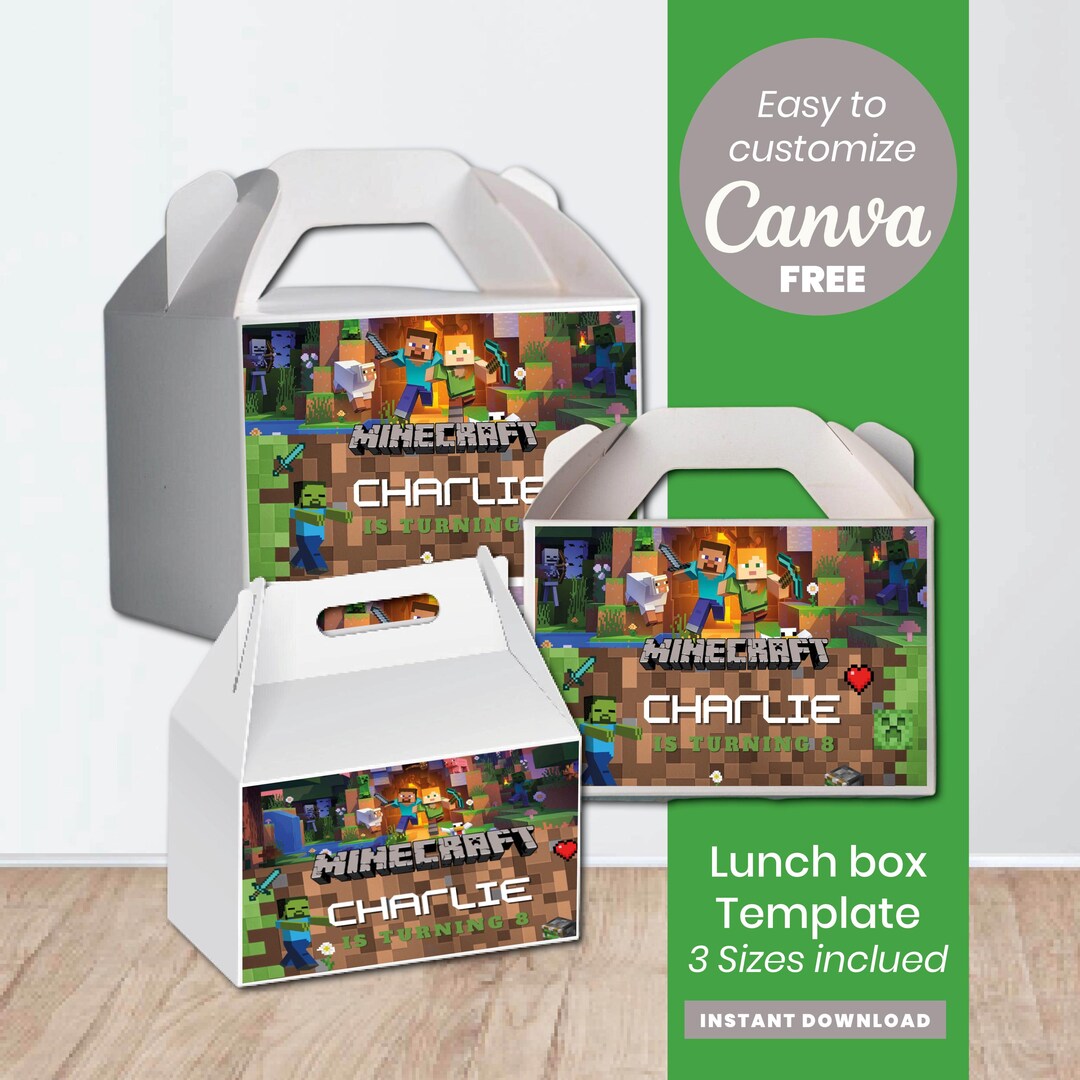 Minecraft Lunch Box Label | Birthday Party Favor Template (digital ...