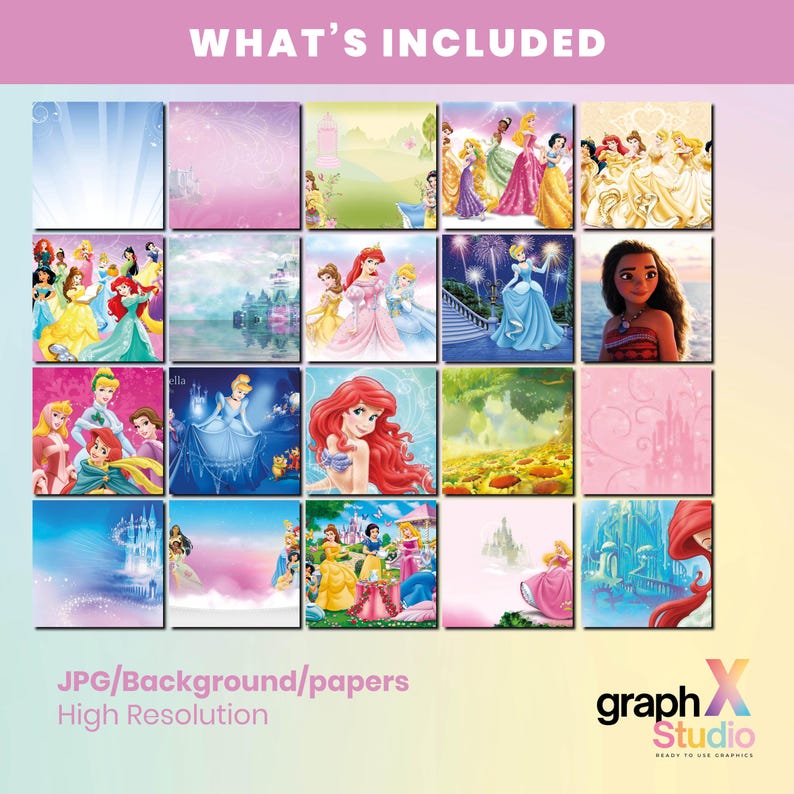 Disney Princess Clipart Bundle | PNG SVG, Castle, Crown (digital ...