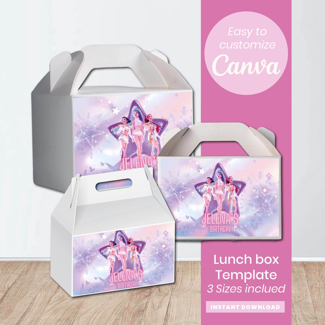 Editable K-pop Damon Hunters Lunch Box Label | Printable Party Favor ...