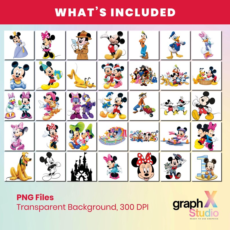 Mickey Mouse and Friends Clipart Bundle | Disney Mickey PNG SVG JPG ...