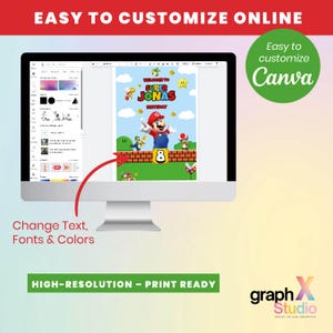 Super Mario Birthday Welcome Sign | Kids Party Poster (digital Download ...