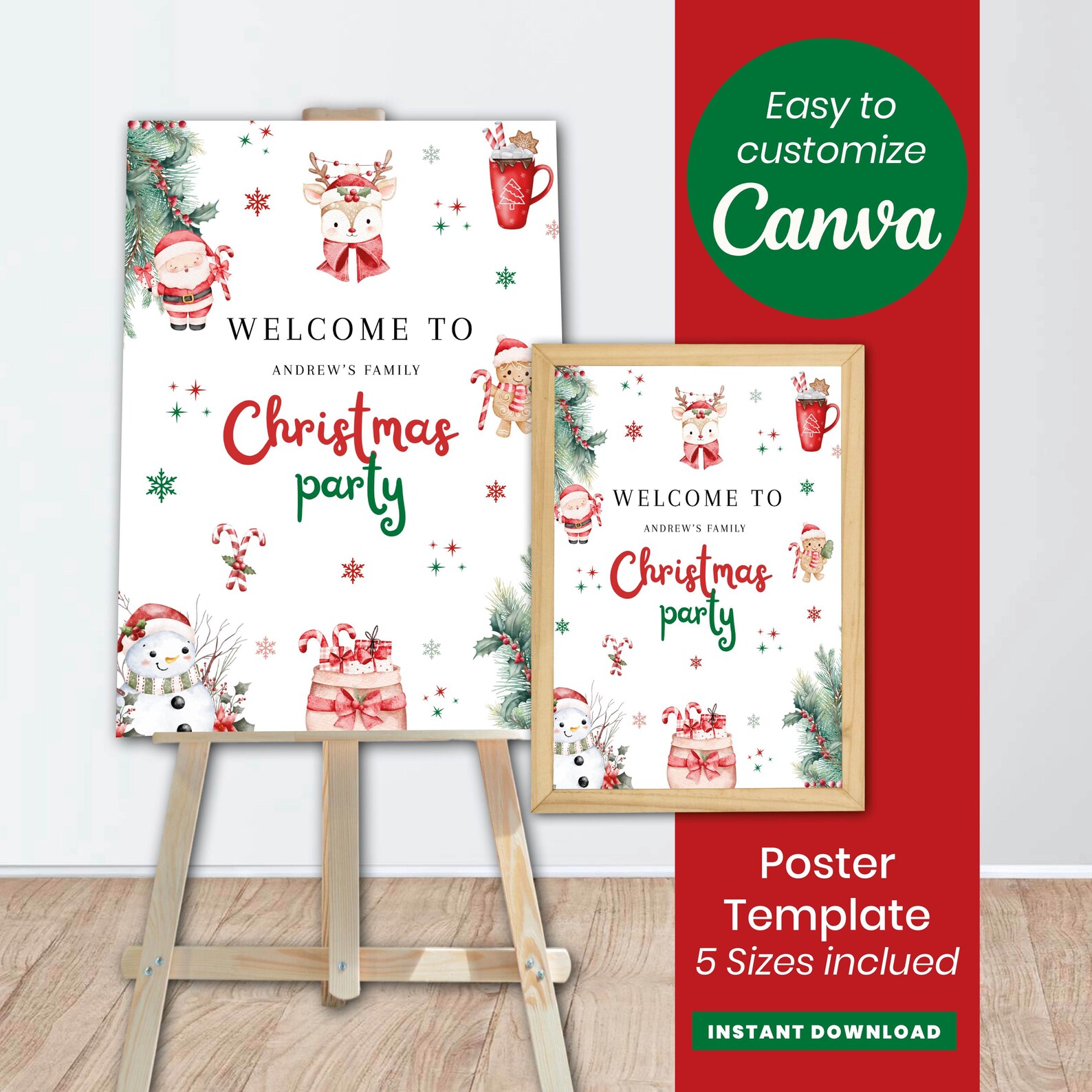 Welcome to Our Christmas Party Sign | Printable Welcome Sign | Santa ...