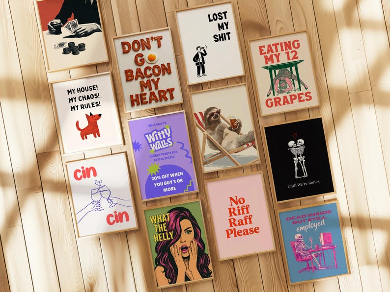 Funny Wine Bottle Wall Art – Wine Not Print, Quirky Kitchen Decor, Wine ...