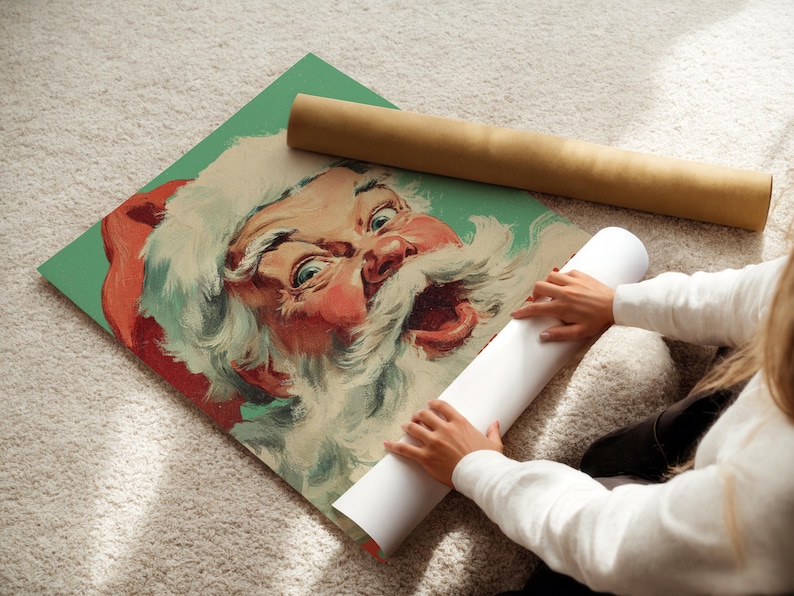 He Sees You When You’re Pooping Poster – Funny Retro Santa Bathroom ...
