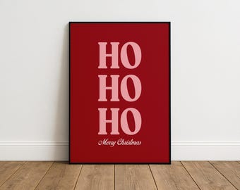 Ho Ho Ho Christmas Poster – Bold Modern Holiday Wall Art for Living ...
