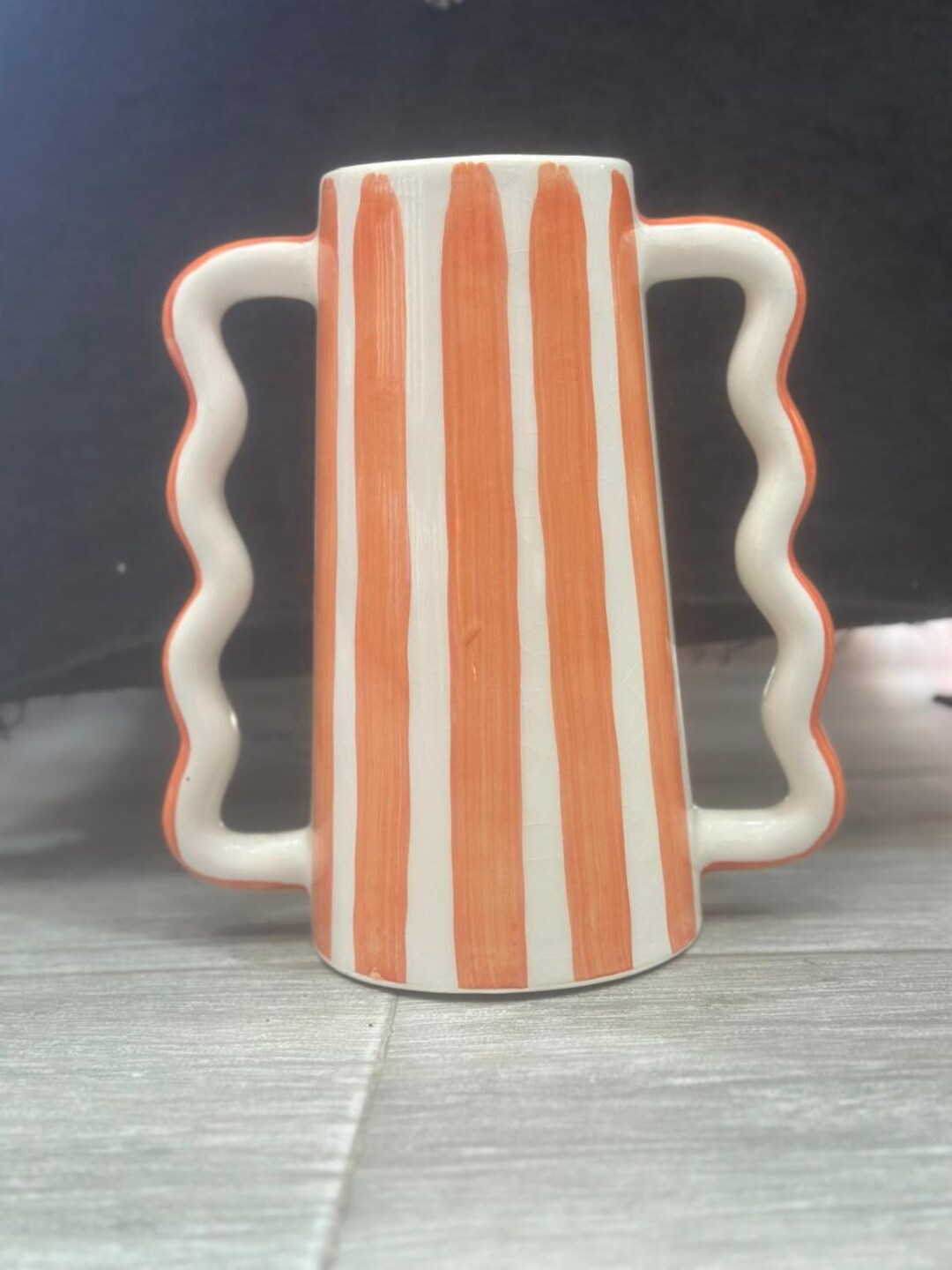 Maximalist Ceramic Mug | Handmade Wave Handle Vase | Art Deco Colorful ...