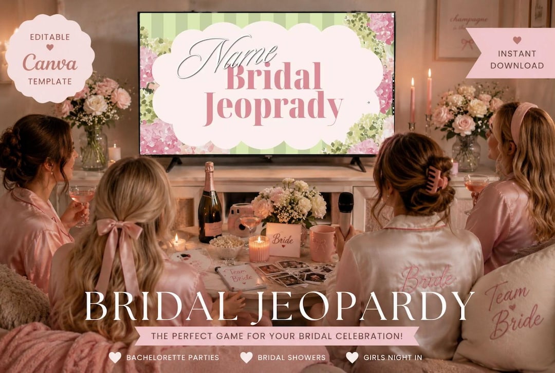 Bridal Jeopardy Game Template | Bachelorette Party Game | Bridal Shower ...