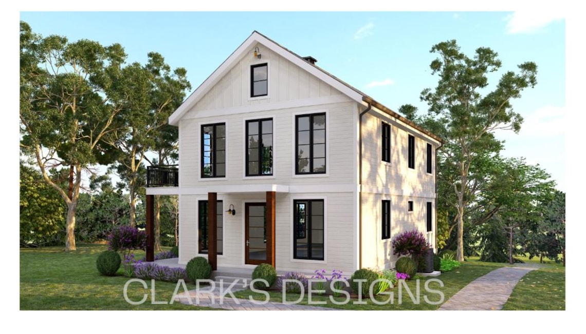 Modern Southern Farmhouse Plan: 3D Renders & 2D Floorplan (PDF) - Etsy