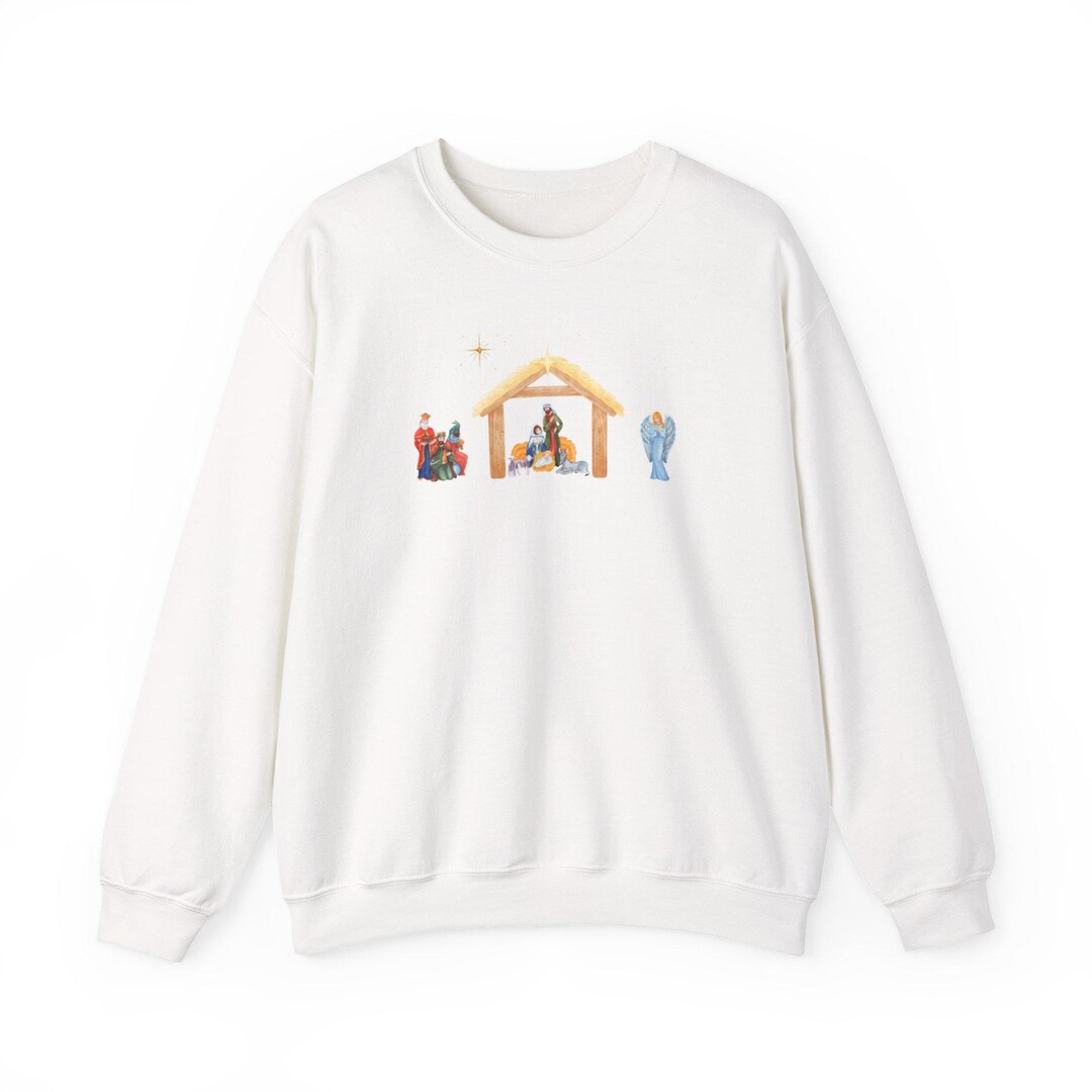 Christmas Holy Family Crewneck Sweatshirt, Baby Jesus, Holiday Sweater ...