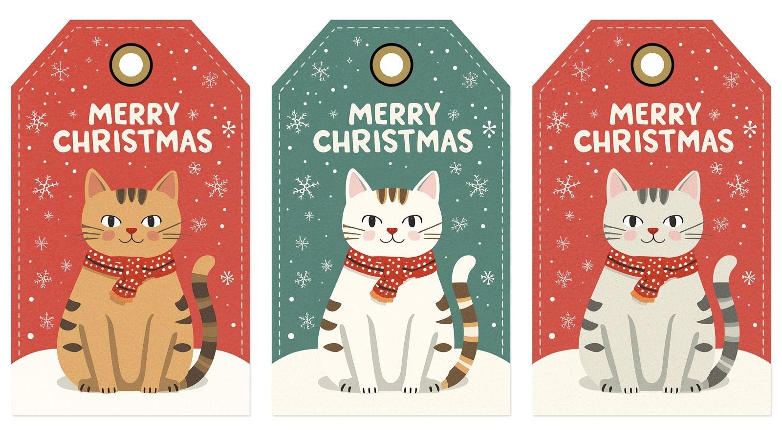 Cat Christmas Gift Tags Printable | Holiday Digital Download | Instant ...