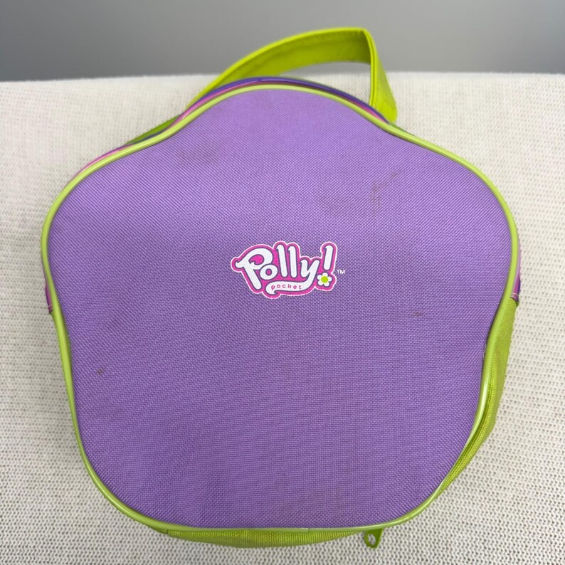 Vintage Polly Pocket Purple Flower Carrying Case Doll Purse Bag Kids ...