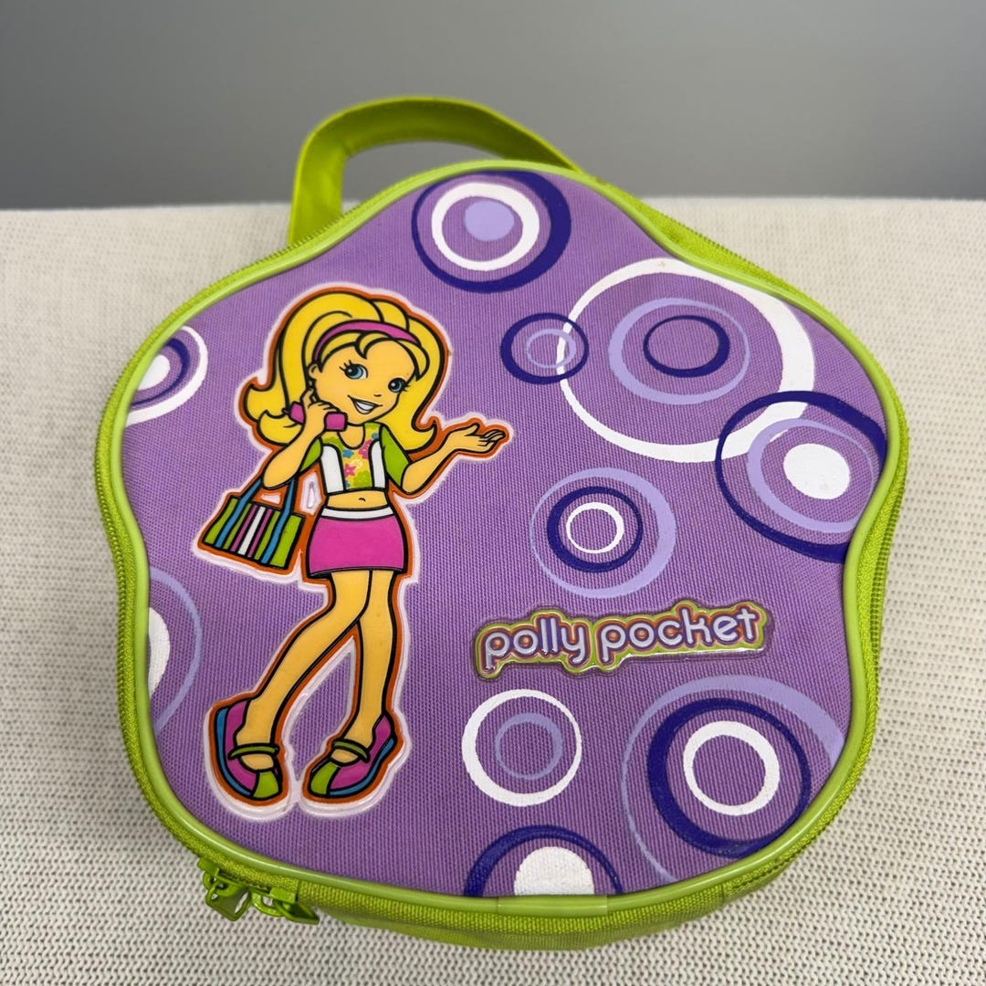 Vintage Polly Pocket Purple Flower Carrying Case Doll Purse Bag Kids ...