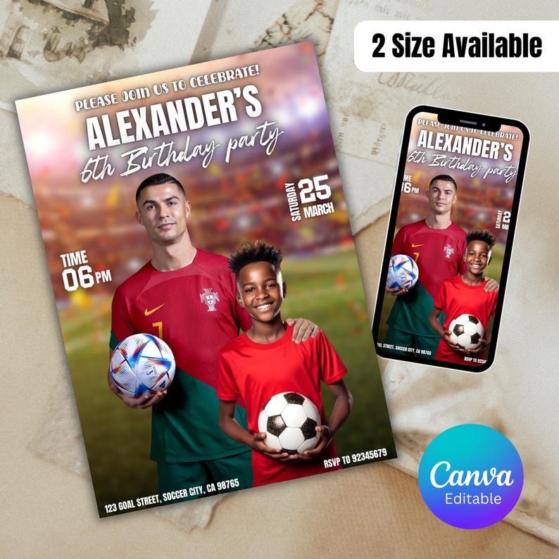 Cristiano Ronaldo Birthday Invitation | Made to Order Customizable ...