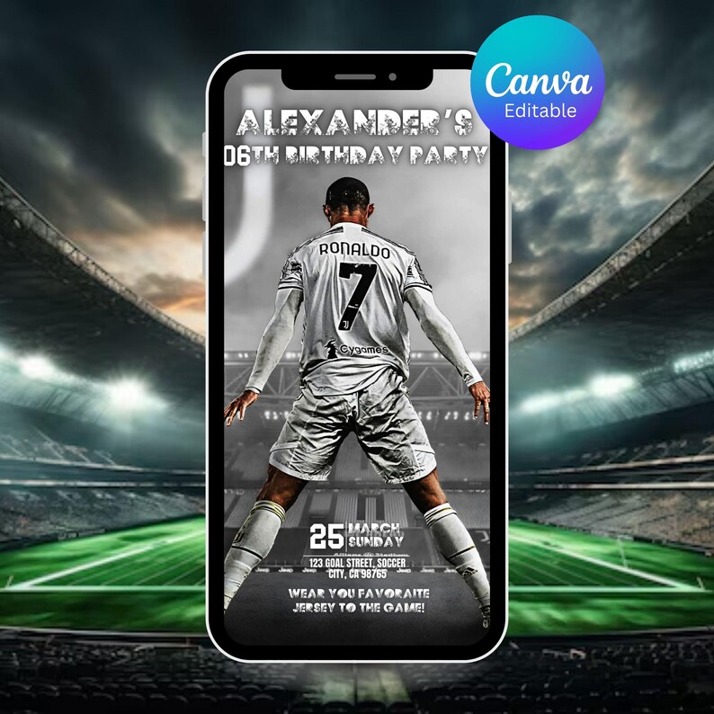Cristiano Ronaldo Birthday Invitation | Made to Order Customizable ...