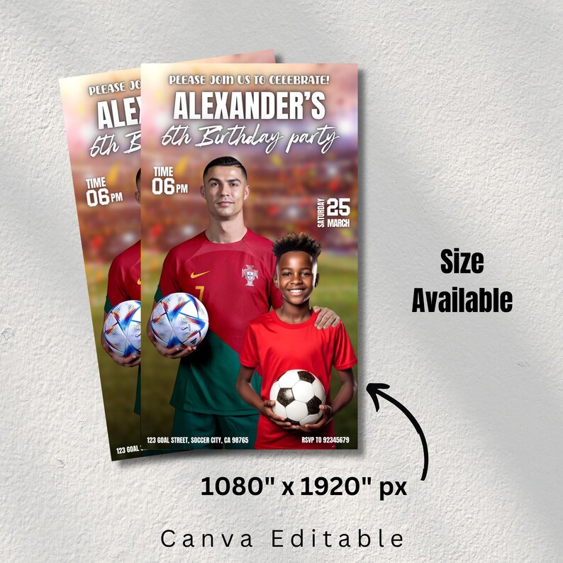 Cristiano Ronaldo Birthday Invitation | Made to Order Customizable ...