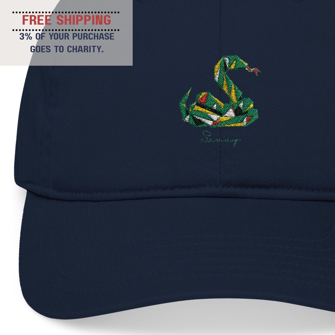 Organic Cotton Cap| Embroidered Origami Snake Hat | Savvy | Unisex - Etsy