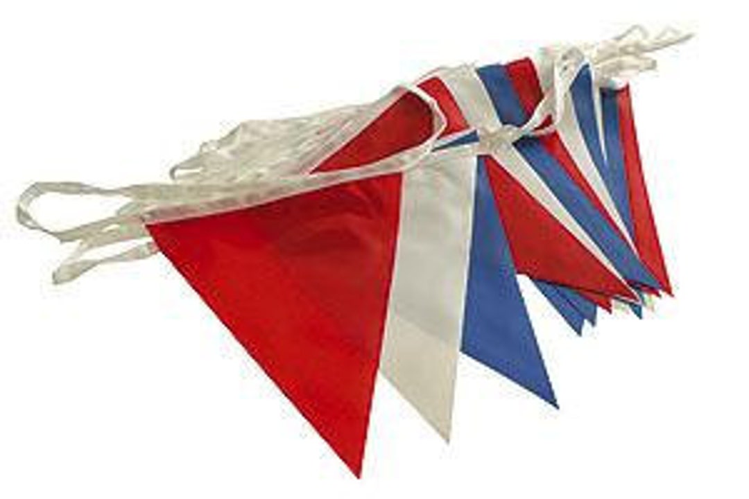 Banderines rojos, blancos y azules 21 banderines, 8 metros de nailon ...