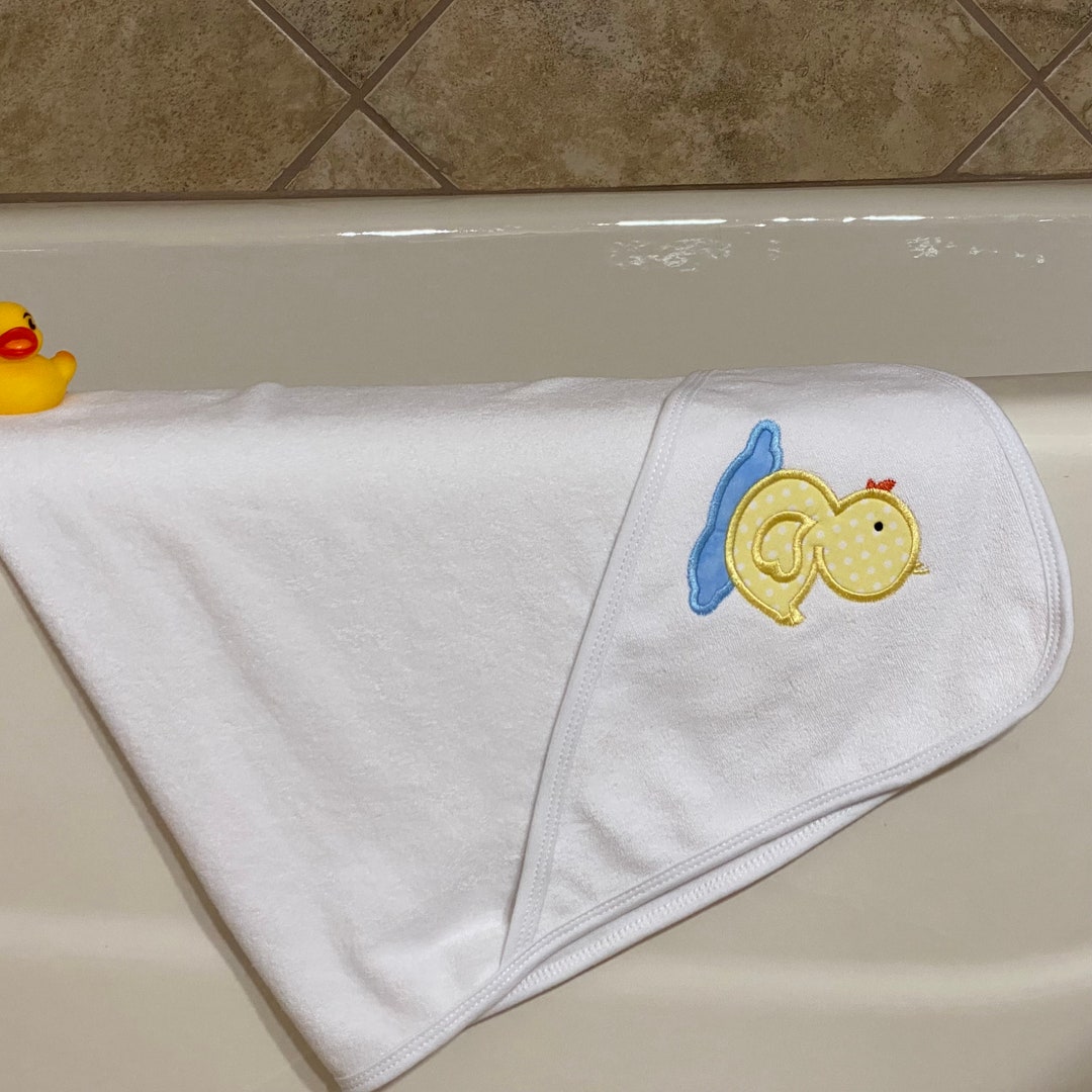Adorable Duckling Delight Machine Appliqued Baby Hooded Towel for Bath ...