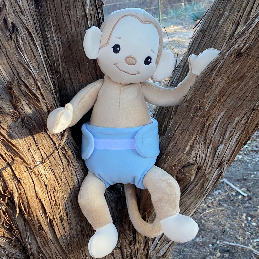 Adorable Mikey Monkey Plush With Tail, Diaper, and Banana | Moveable ...